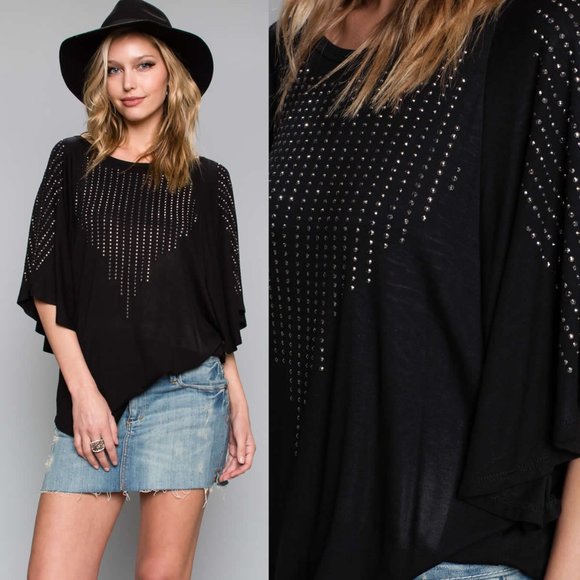 Vocal | Tops | Vocal Studded Waterfall Sleeve Top | Poshmark